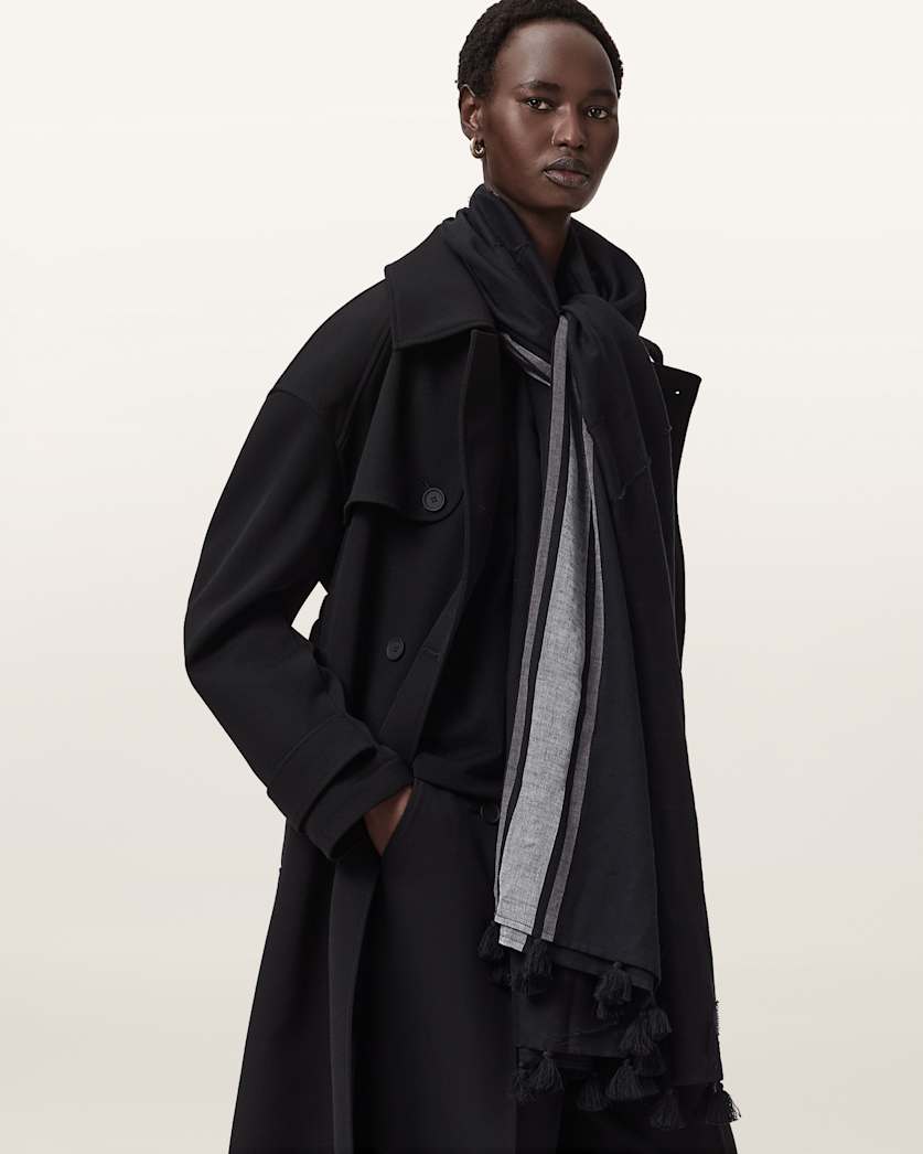 Caty Wraparound Wool Blend Pareo Black | ALLSAINTS FR